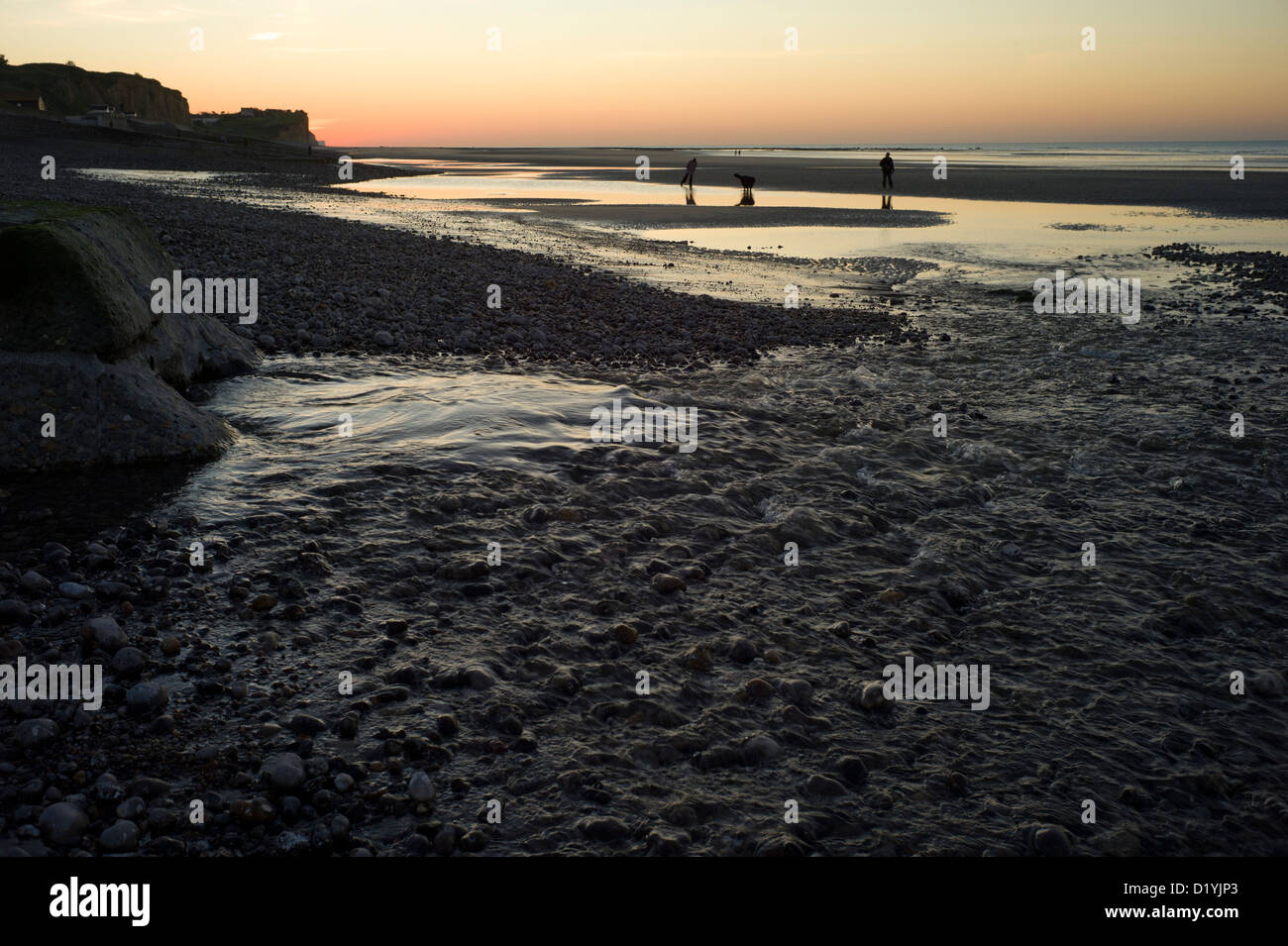 Sunset over beach, sea, Normandy, France Stock Photo - Alamy
