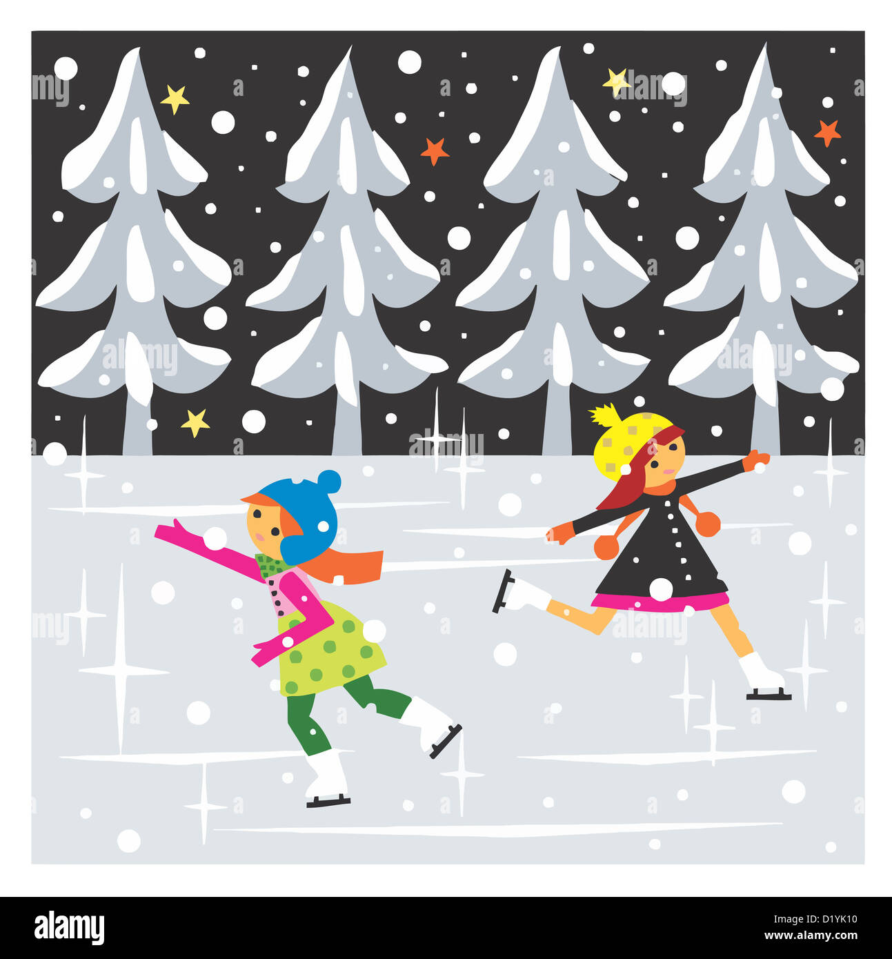 Girls are ice skating Stock Photo - Alamy