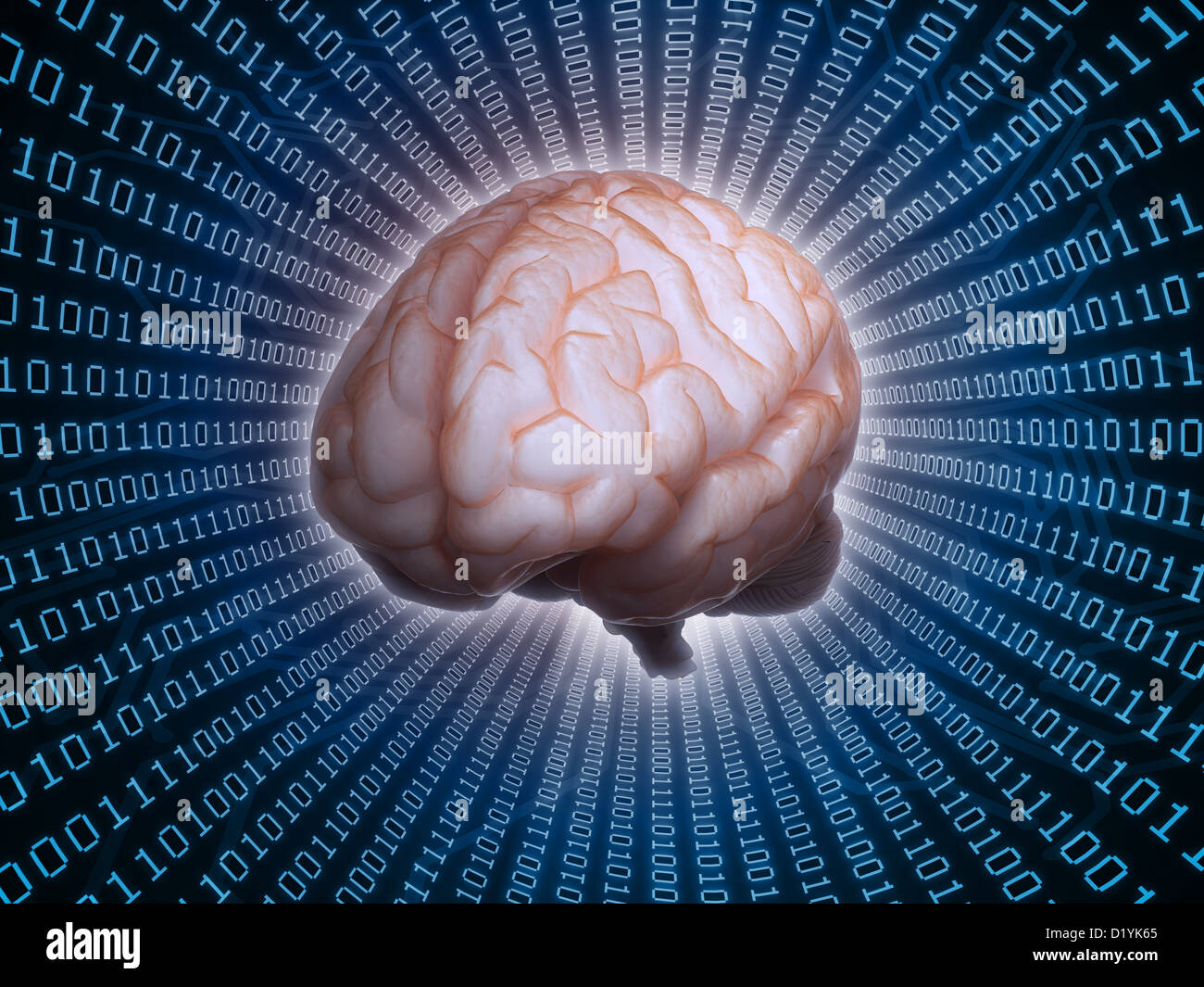 Artificial intelligence concept with binary background Stock Photo - Alamy