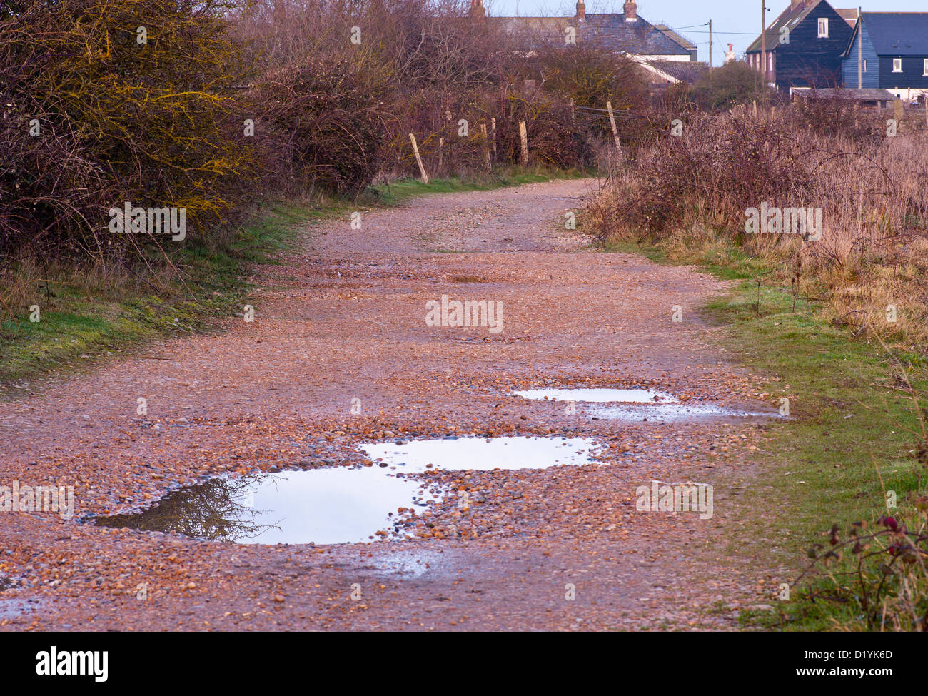 Gravel Wet Unmade Road With Puddles after Rain Stock Photo - Alamy