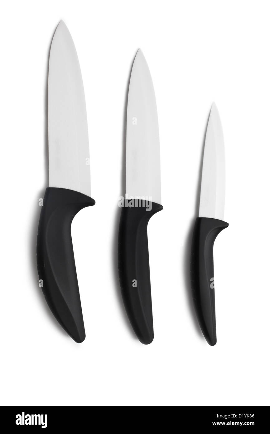 the set of three ceramic knives Stock Photo - Alamy