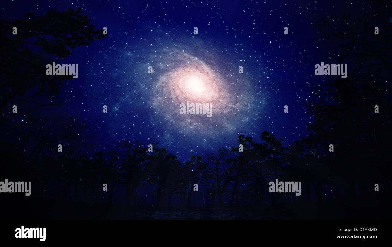 A night view of a spiral galaxy Stock Photo - Alamy