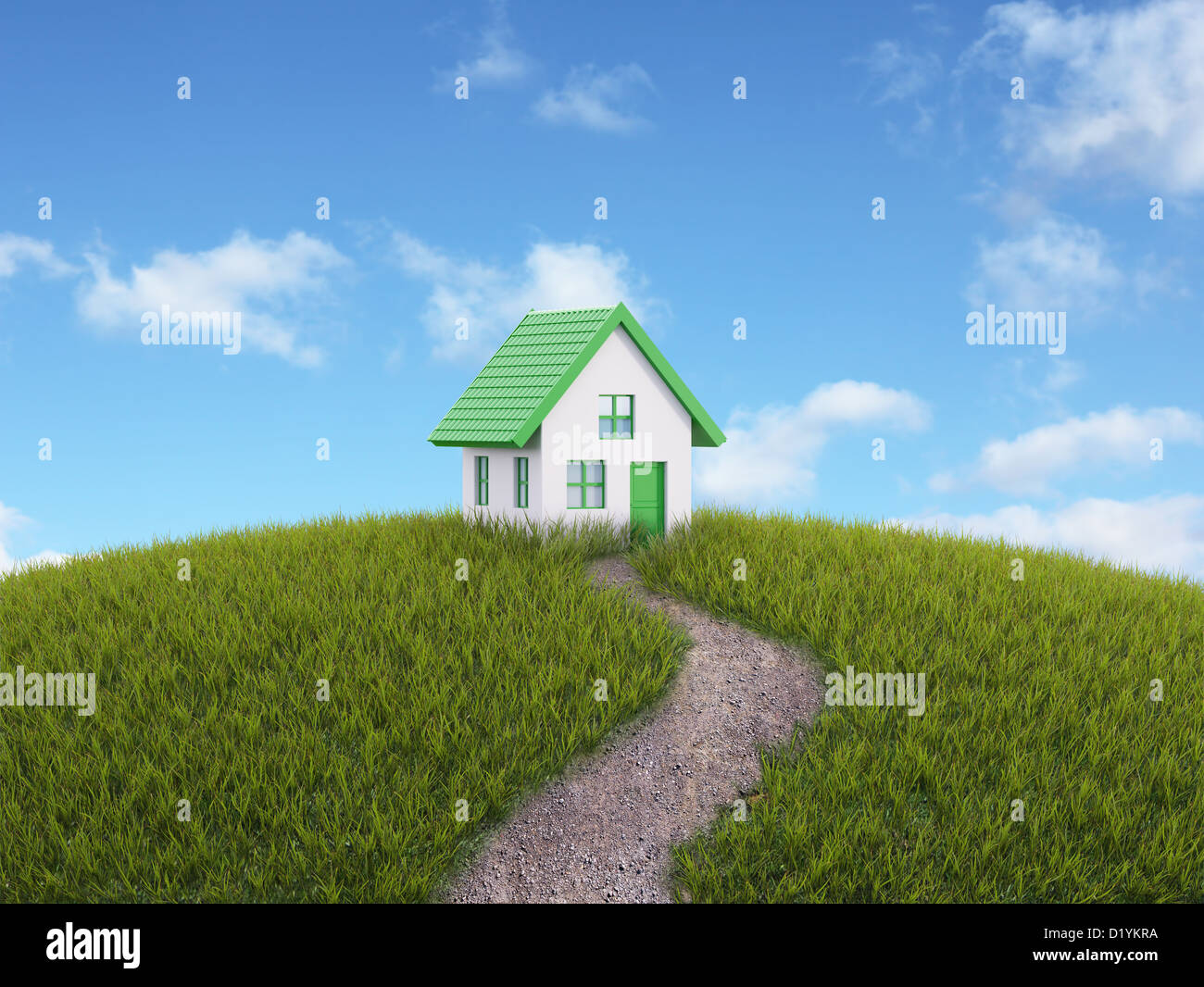 Small house on a grassy hill Stock Photo - Alamy