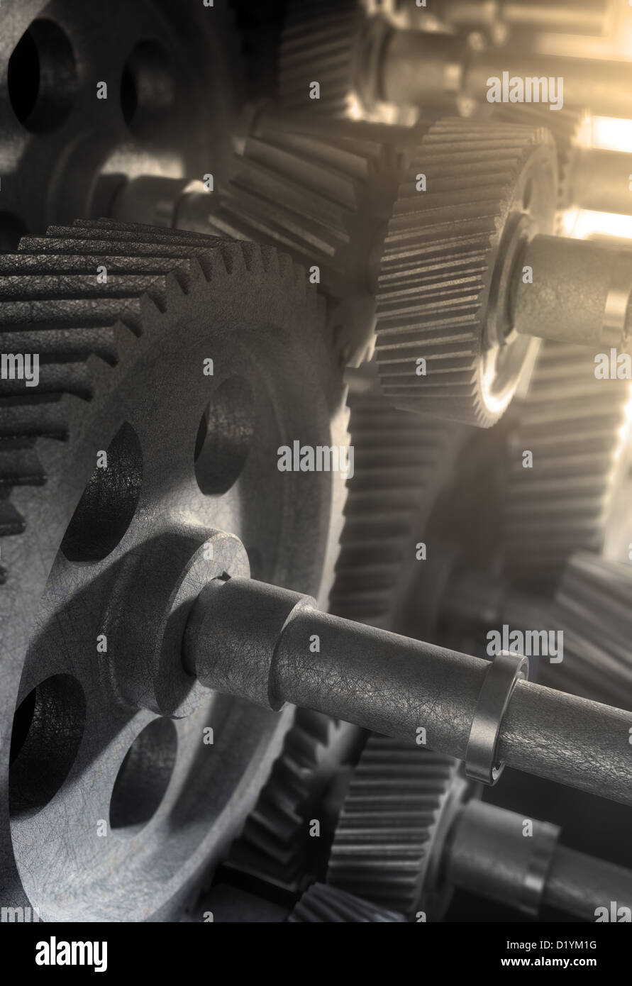 Abstract gears and cogs background - industrial background illustration ...