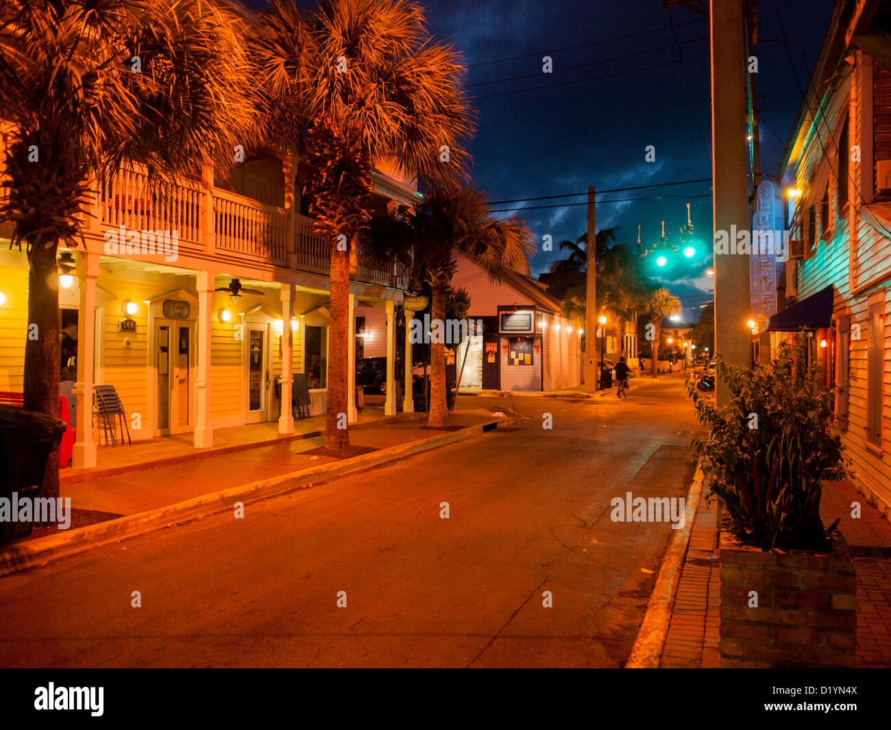 Petronia Street in old Key West at night Stock Photo - Alamy