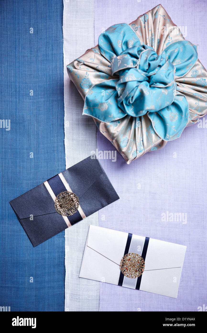 a package in Korean traditional wrap on traditional cloth Stock Photo ...