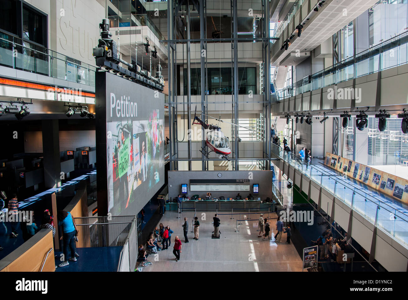 Main hall of the media museum The Newseum in Washington DC USA Stock ...
