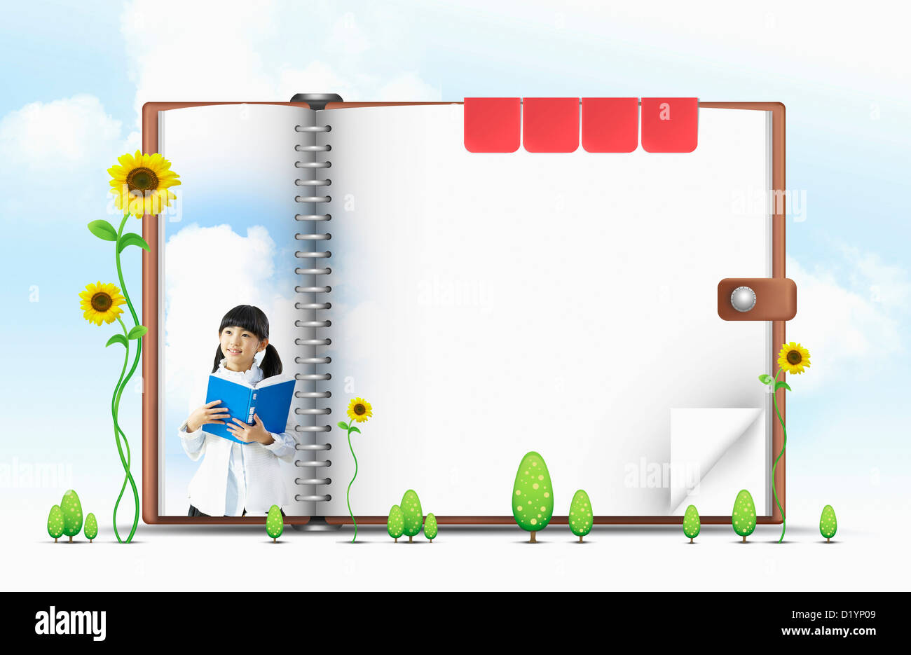 a girl standing in a diary book Stock Photo - Alamy