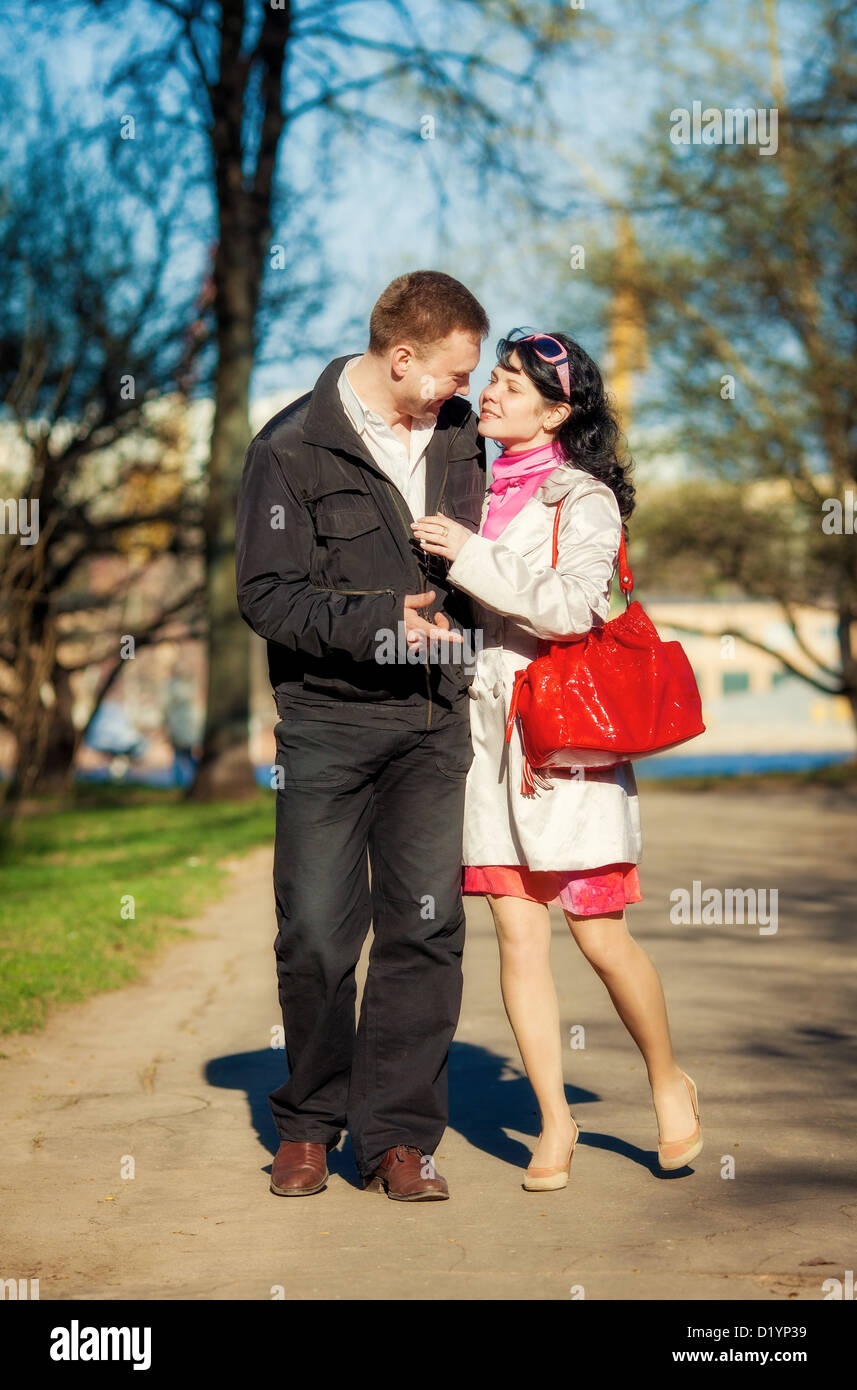 Loving couple in park hi-res stock photography and images - Alamy