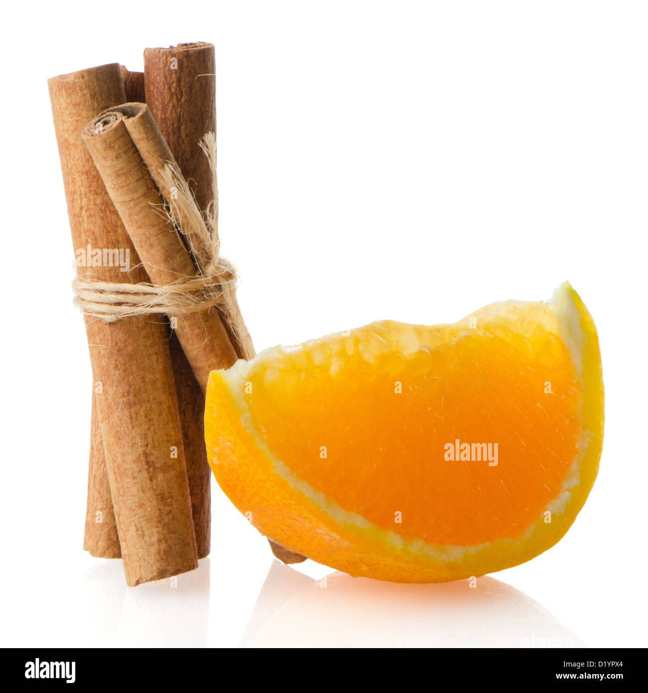 One orange fruit segment or cantle isolated on white background Stock ...