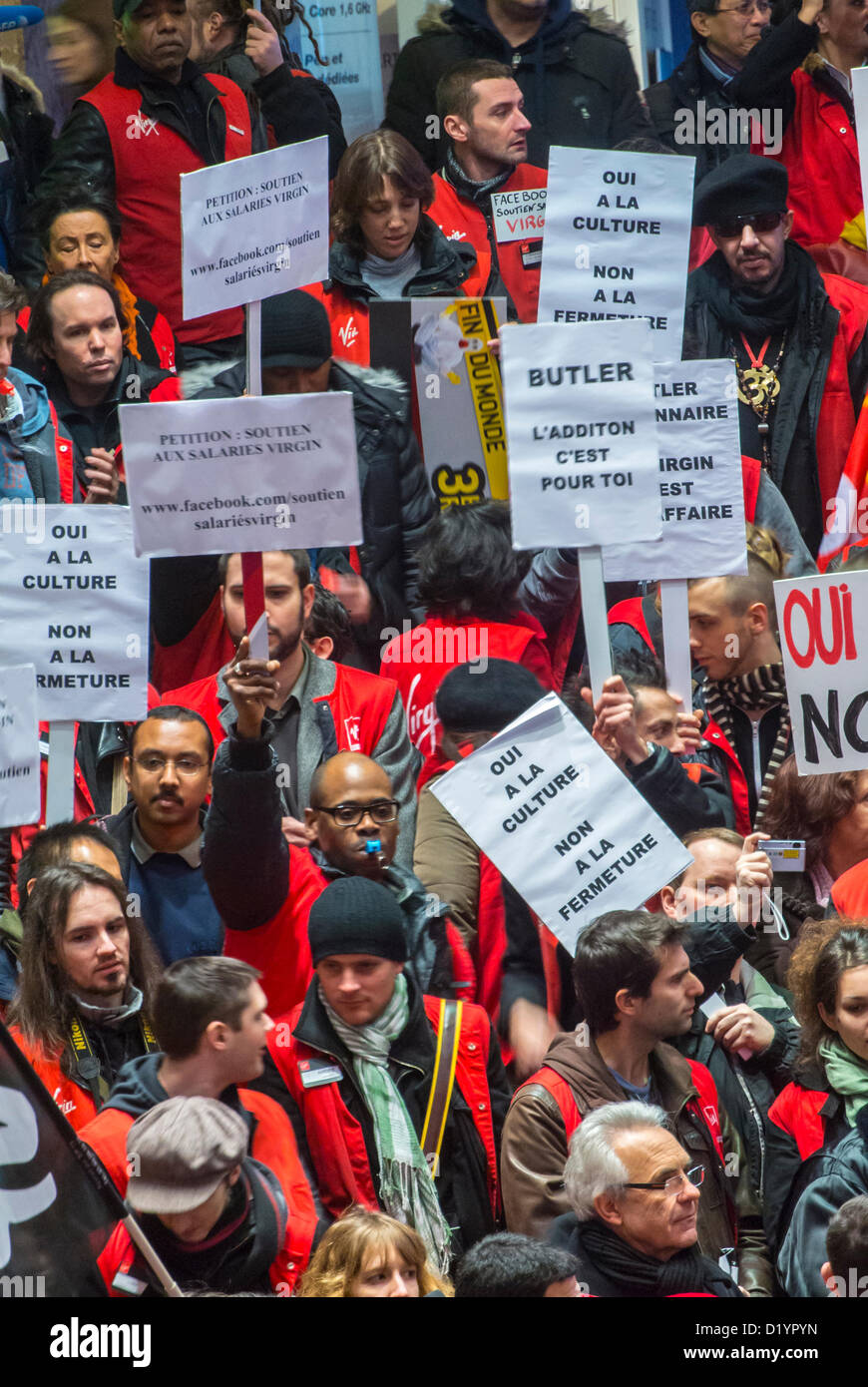 Paris, France, French Employees of Virgin, Protest Against Closures ...