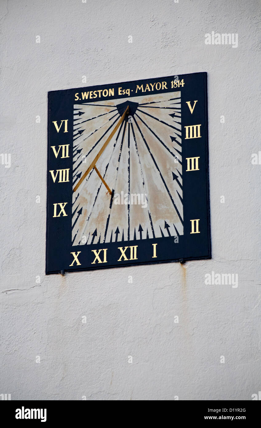 Sundial on the HM Coastguard building at Poole Quay Stock Photo - Alamy