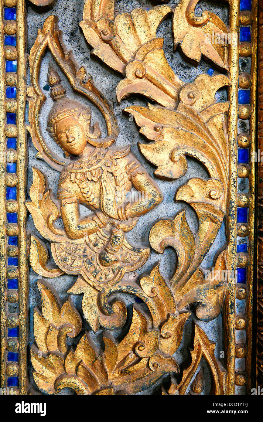 A beautiful gilded panel at Haw Pha Kaew, Vientiane, Laos, Indochina ...