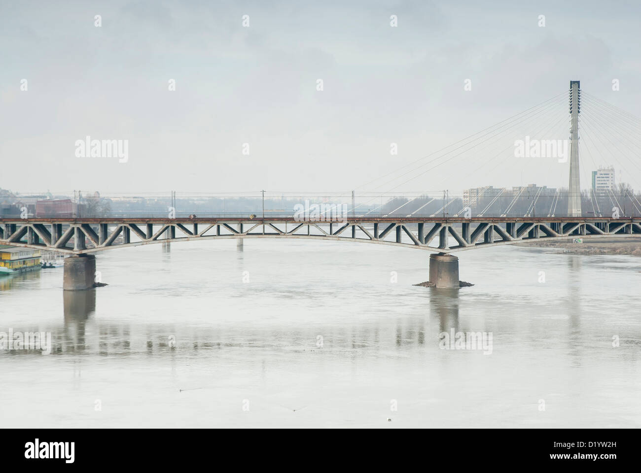 Swietokrzyski bridge over the Vistual River, Warsaw, Poland Stock Photo ...