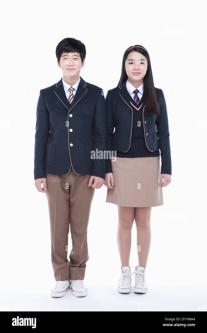 a female and a male student with school uniform Stock Photo - Alamy