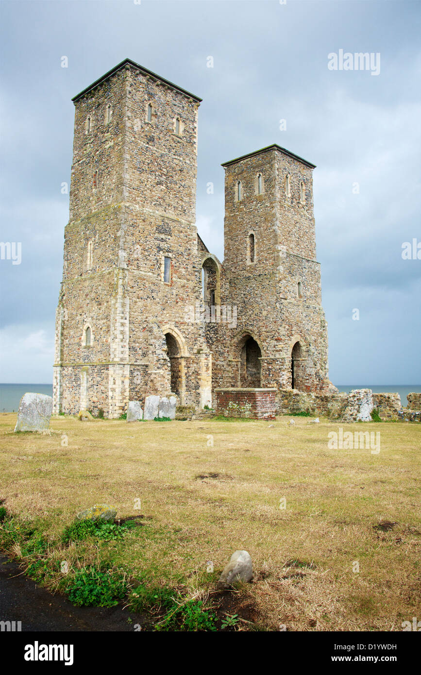 Reculver Towers Roman Fort Kent English Heritage UK Stock Photo - Alamy