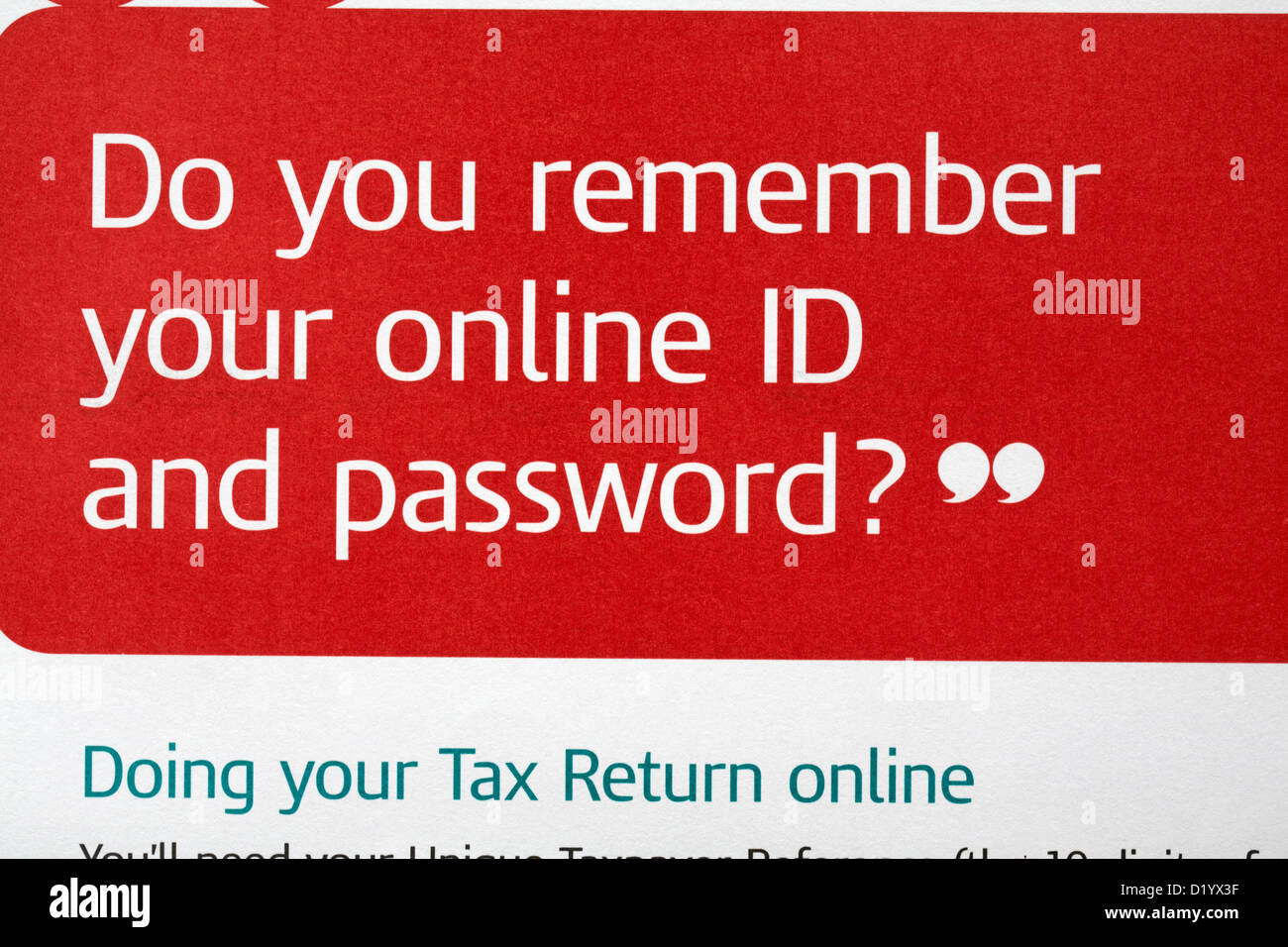 Do you remember your online ID and password? Doing your tax return ...