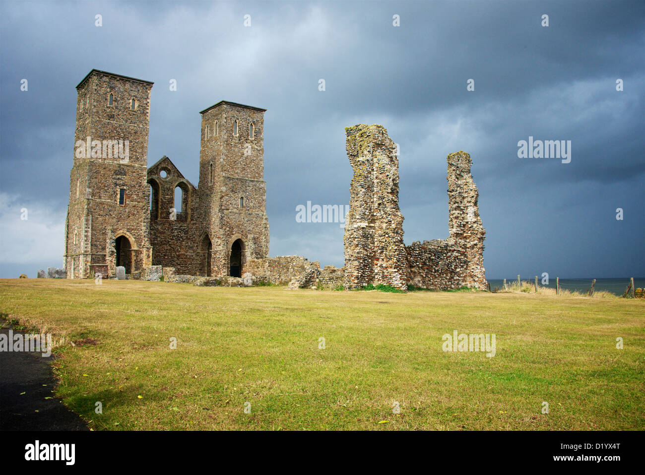 Reculver Towers Roman Fort Kent English Heritage UK Stock Photo - Alamy