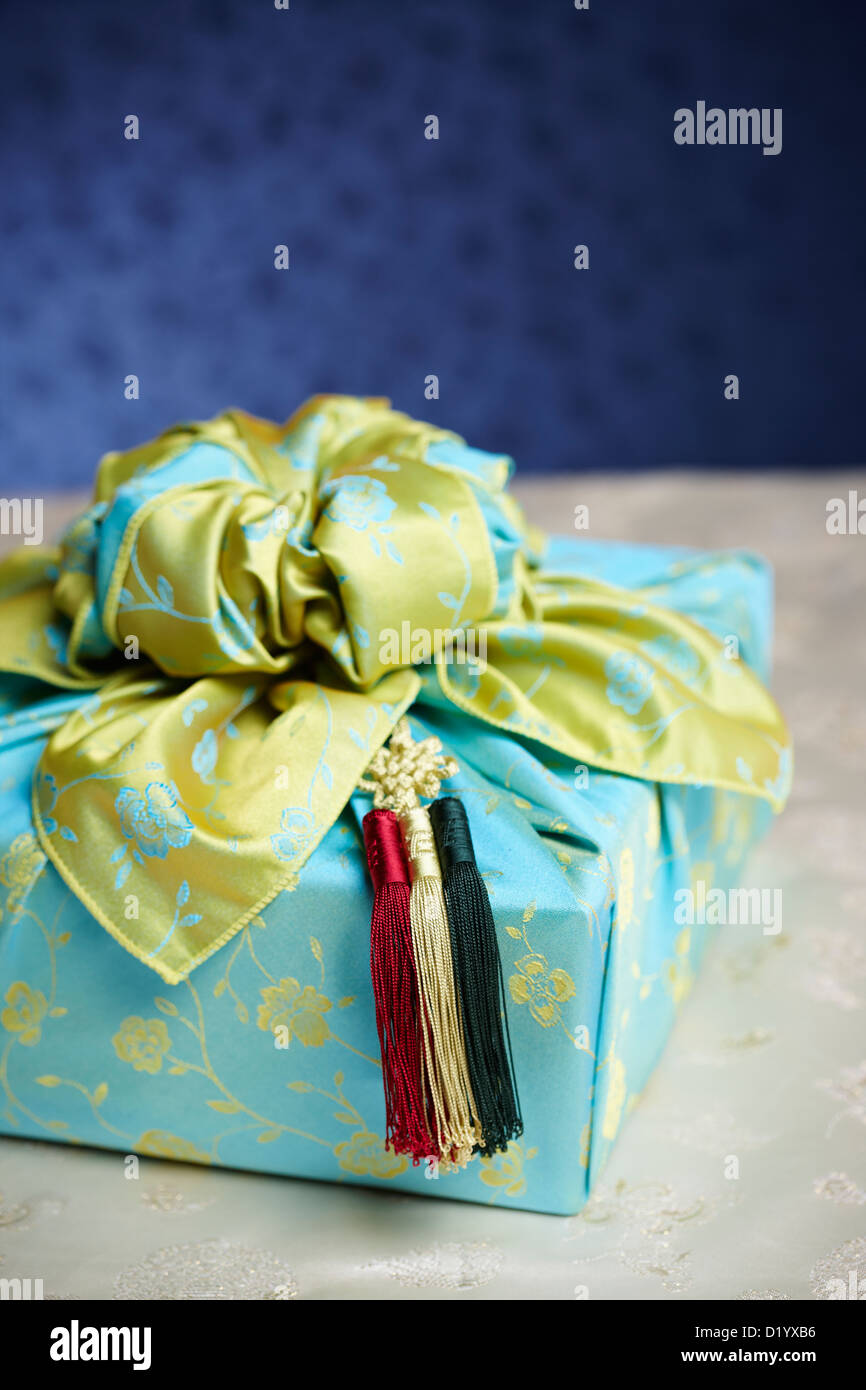 package wrapped in Korean traditional wrap Stock Photo - Alamy
