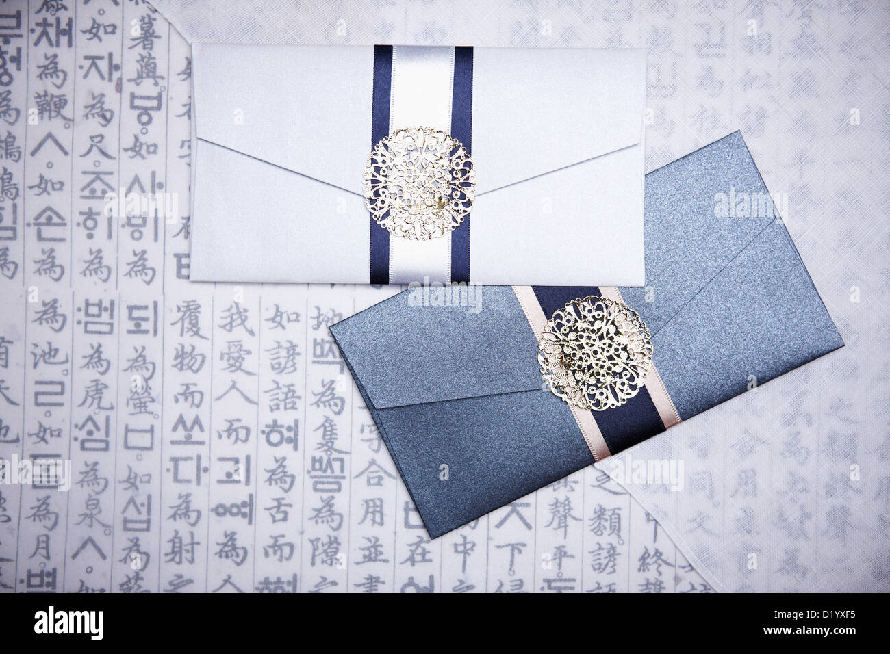 two Korean traditional envelopes in Korean traditional background Stock ...
