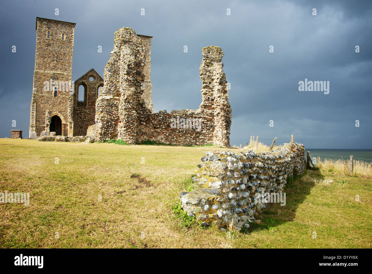 Reculver Towers Roman Fort Kent English Heritage UK Stock Photo - Alamy