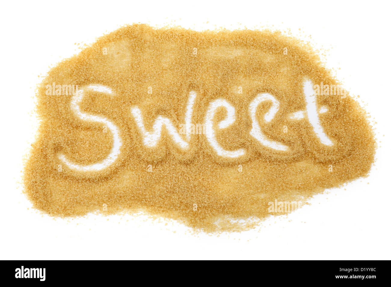 Sweet written in brown sugar Stock Photo - Alamy