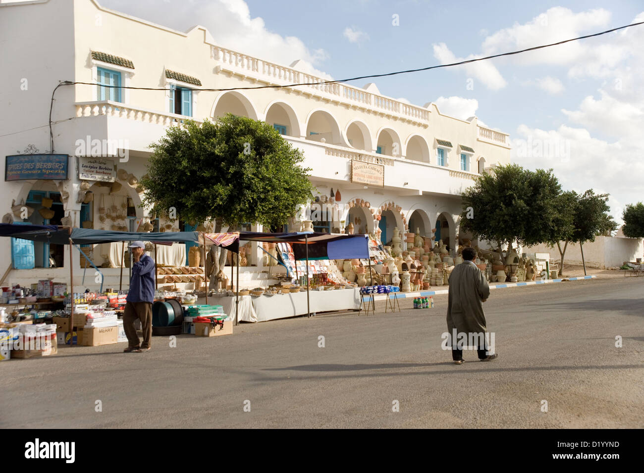 Street market in the town of Guellala on the island of Djerba in ...