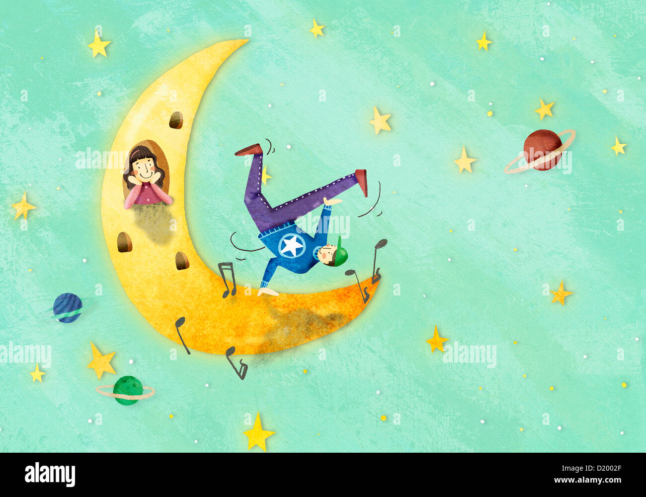 people in the moon with music Stock Photo - Alamy