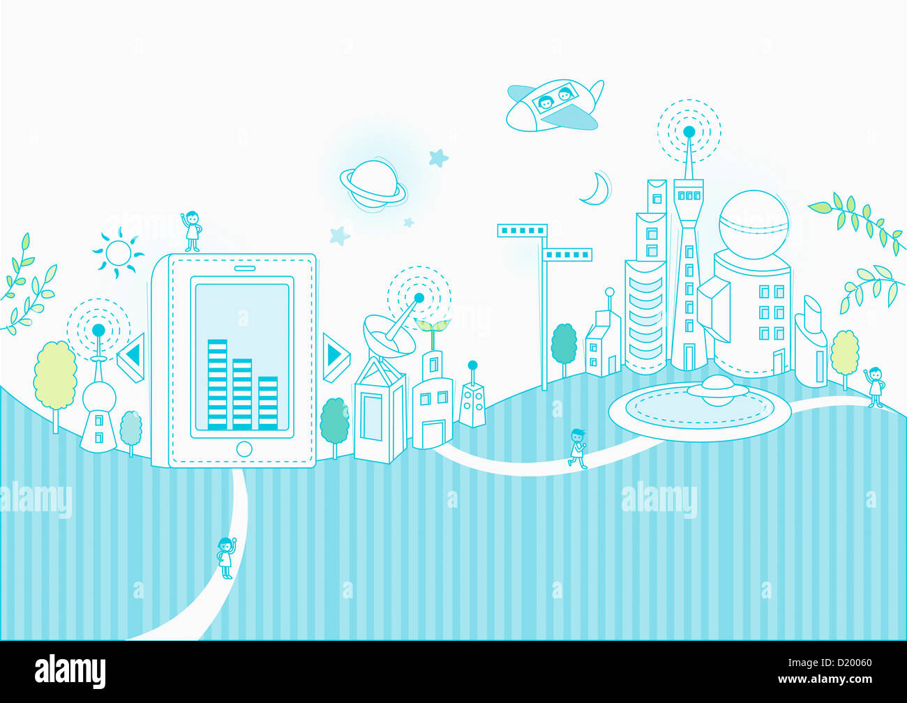 sketch of digital city Stock Photo - Alamy