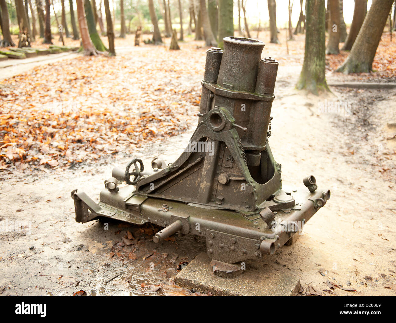 WW1 German trench mortar sitting rusting away at the Sanctuary Wood ...