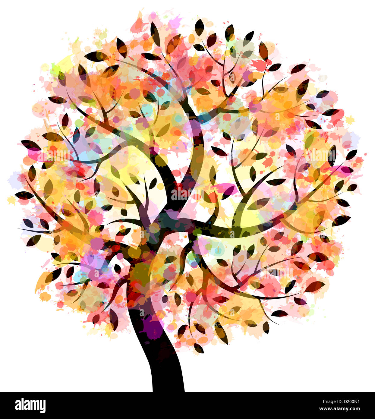 Colorful Tree illustration Stock Photo - Alamy