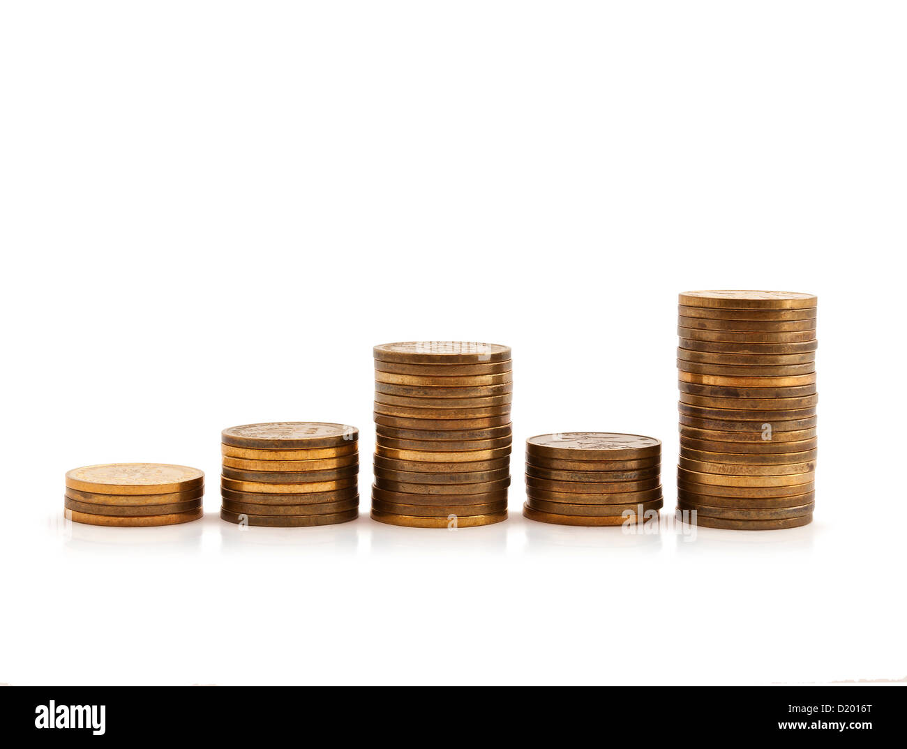 Graph made of coins isolated on white background Stock Photo - Alamy