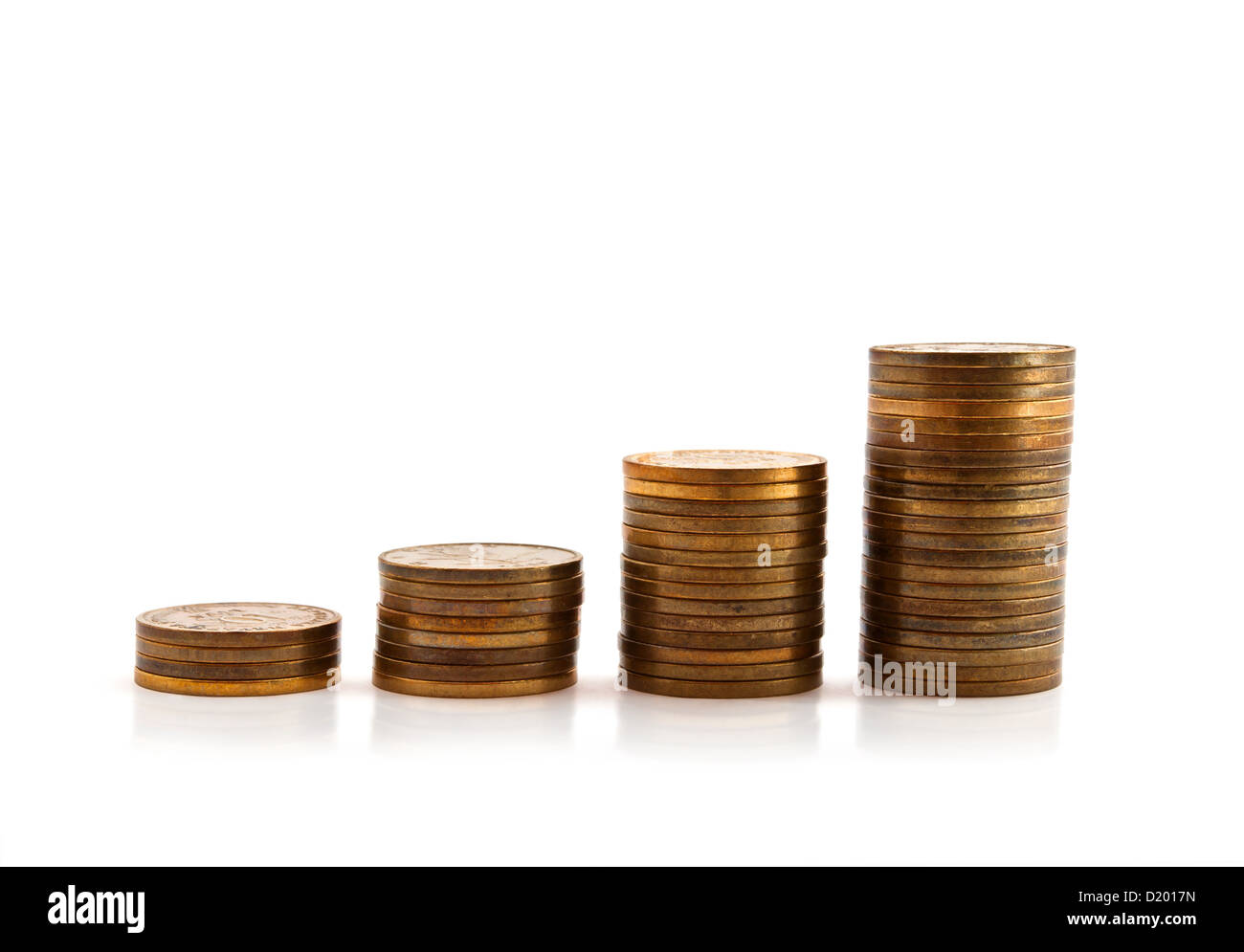 Graph made of coins isolated on white background. Graph represents the ...
