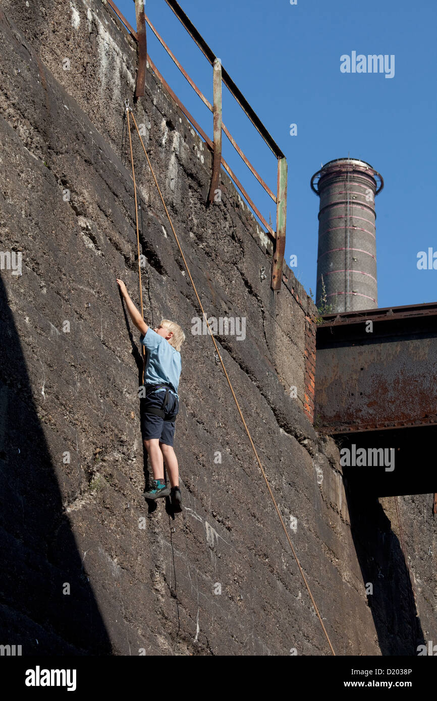 Duisburg, Germany, climbers climbing the Landscape Park Duisburg Nord ...