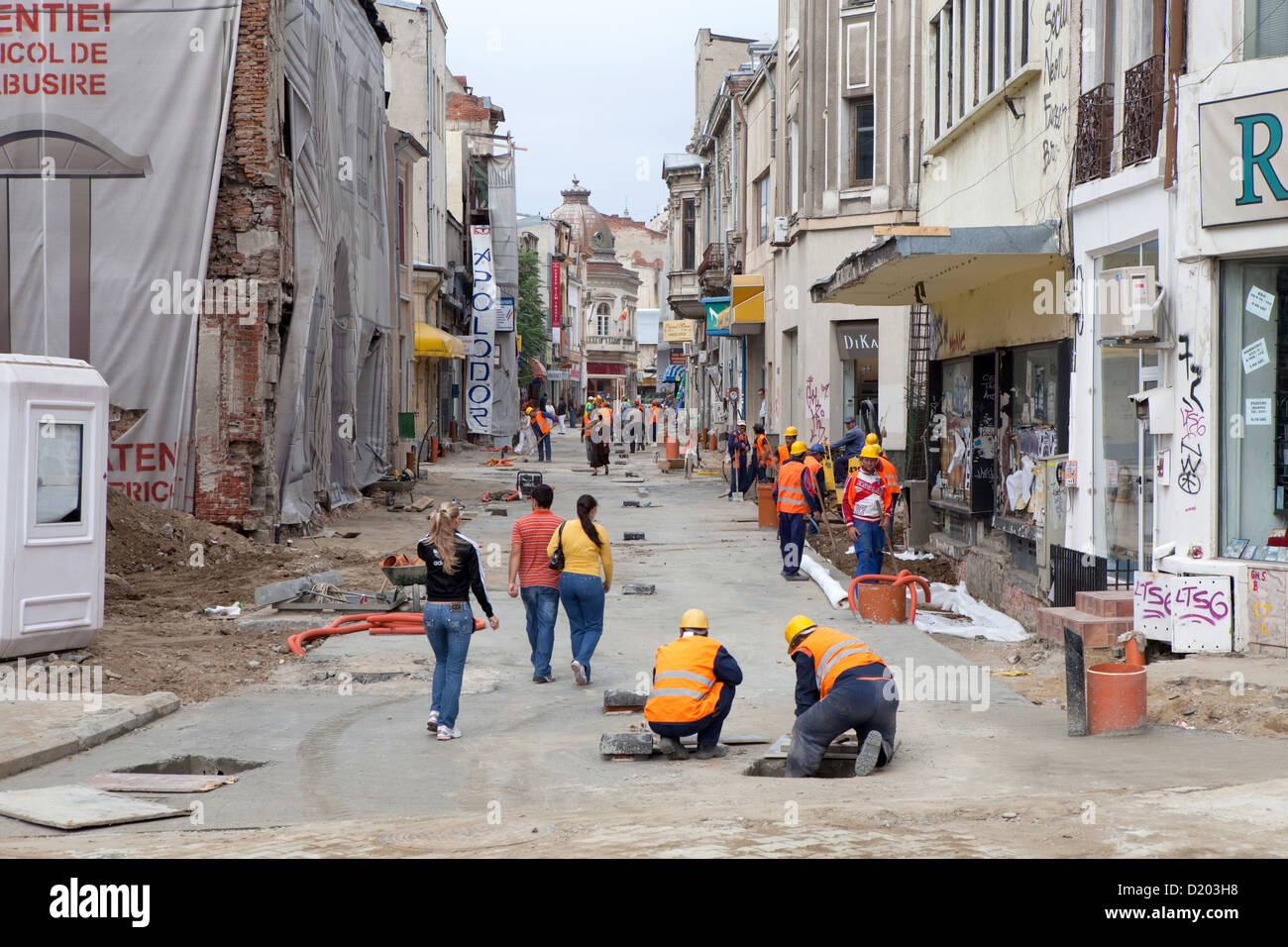 Bucharest, Romania, renovation work in the old town Stock Photo - Alamy
