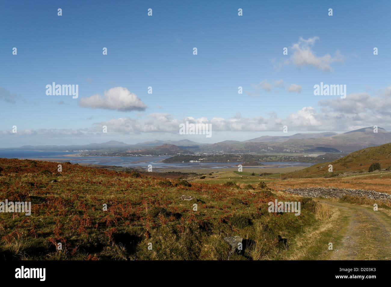 View west towards Porthmadog and the Lleyn Peninsula from the northern ...