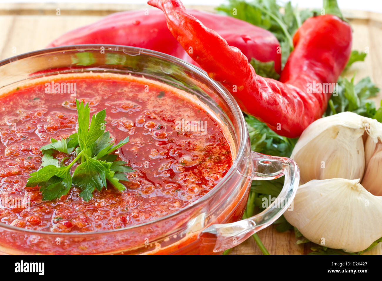 adjika fresh grated red pepper and chili Stock Photo - Alamy