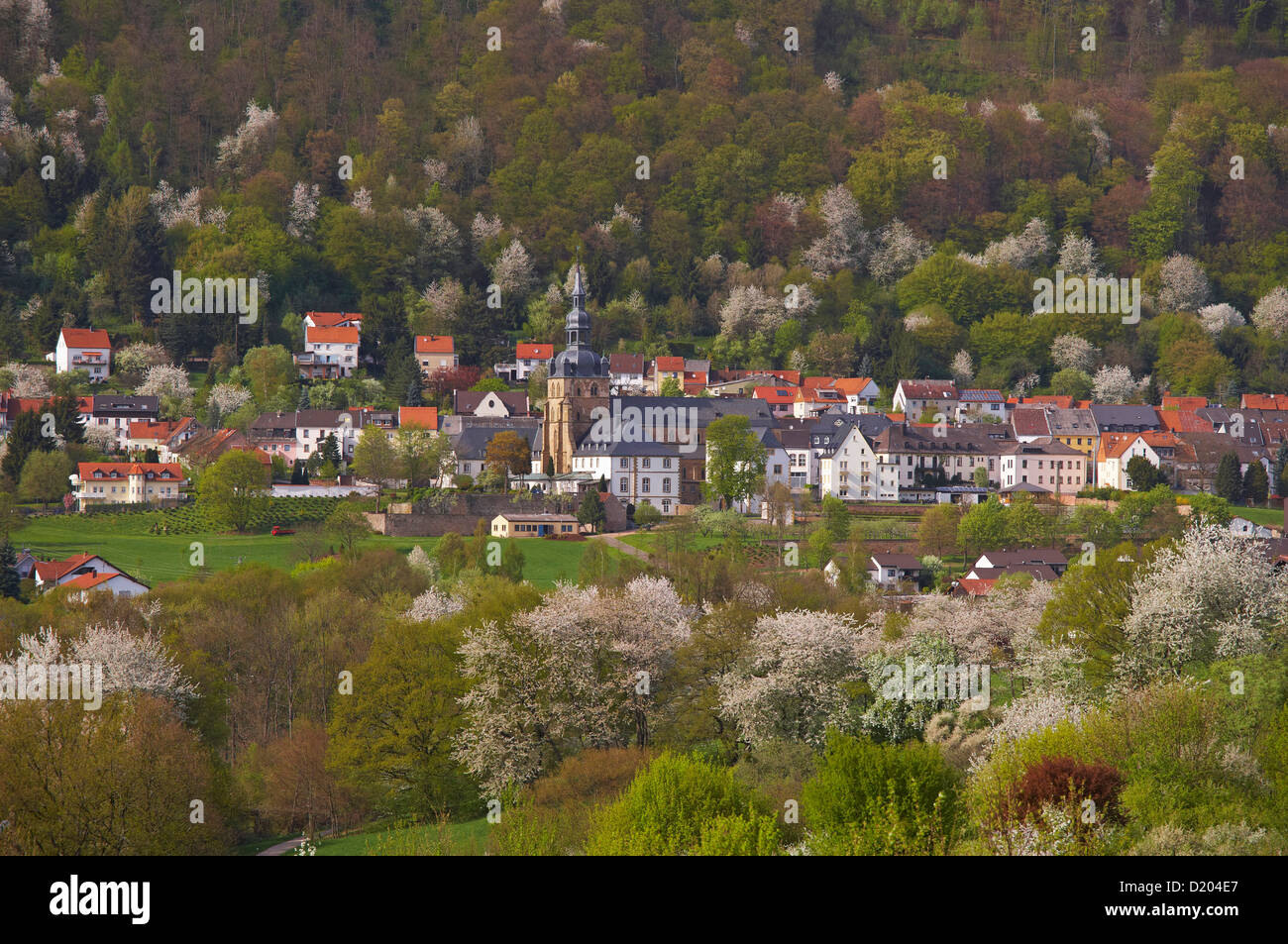 View of Benedictine abbey and church St. Mauritius at Tholey, Saarland ...