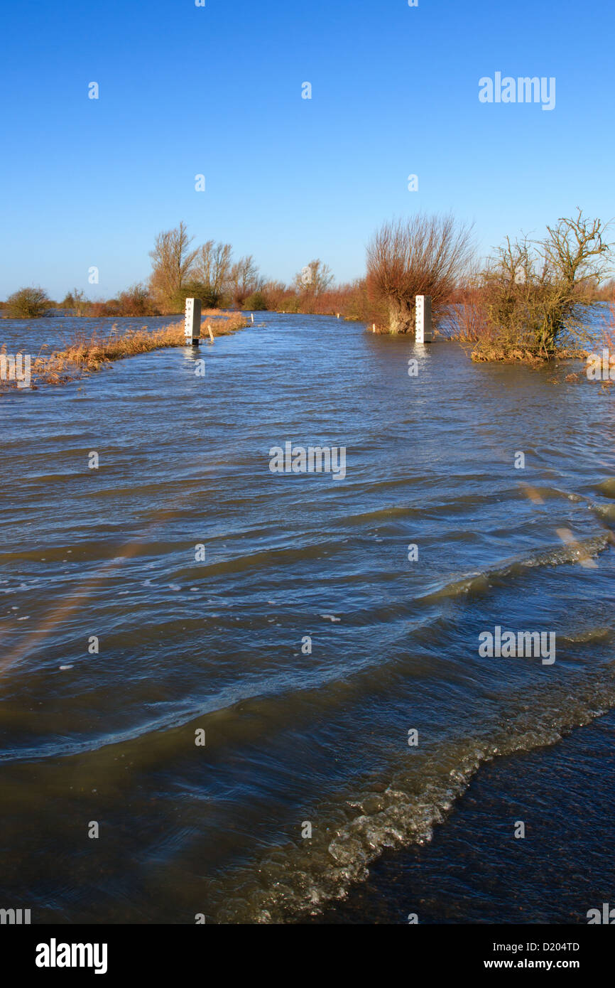 Flooded road at Welney, Norfolk, England Stock Photo - Alamy