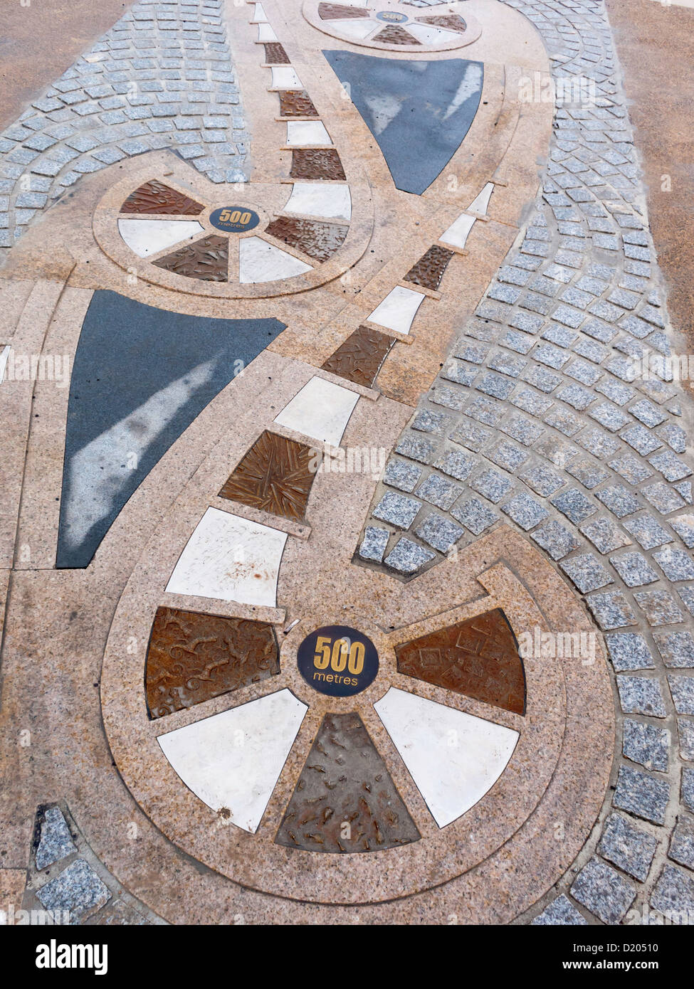 Decorative pavement on the promenade on the Sea Wall at Redcar ...