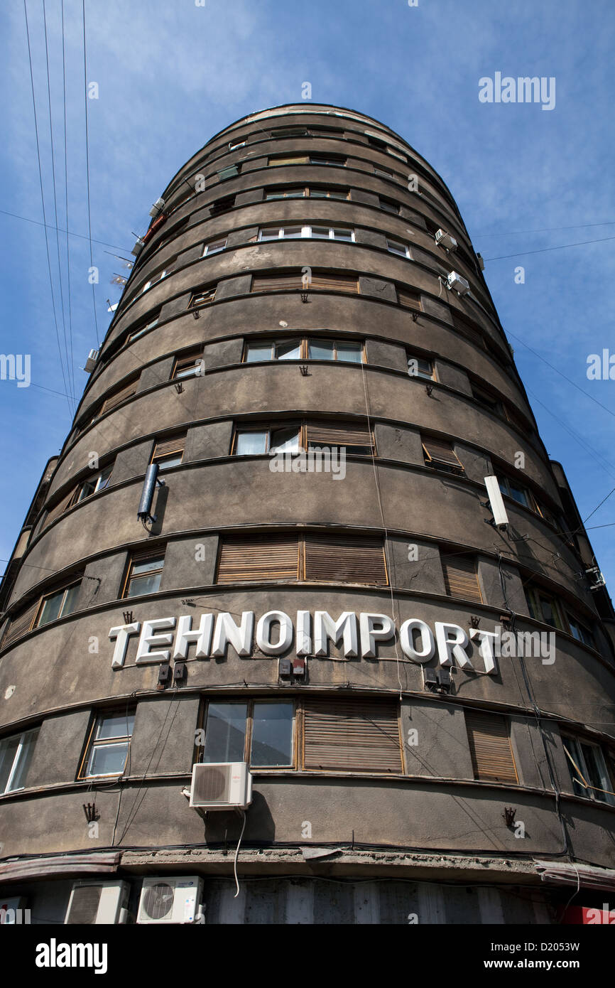 Bucharest, Romania, cylindrical building with the inscription ...