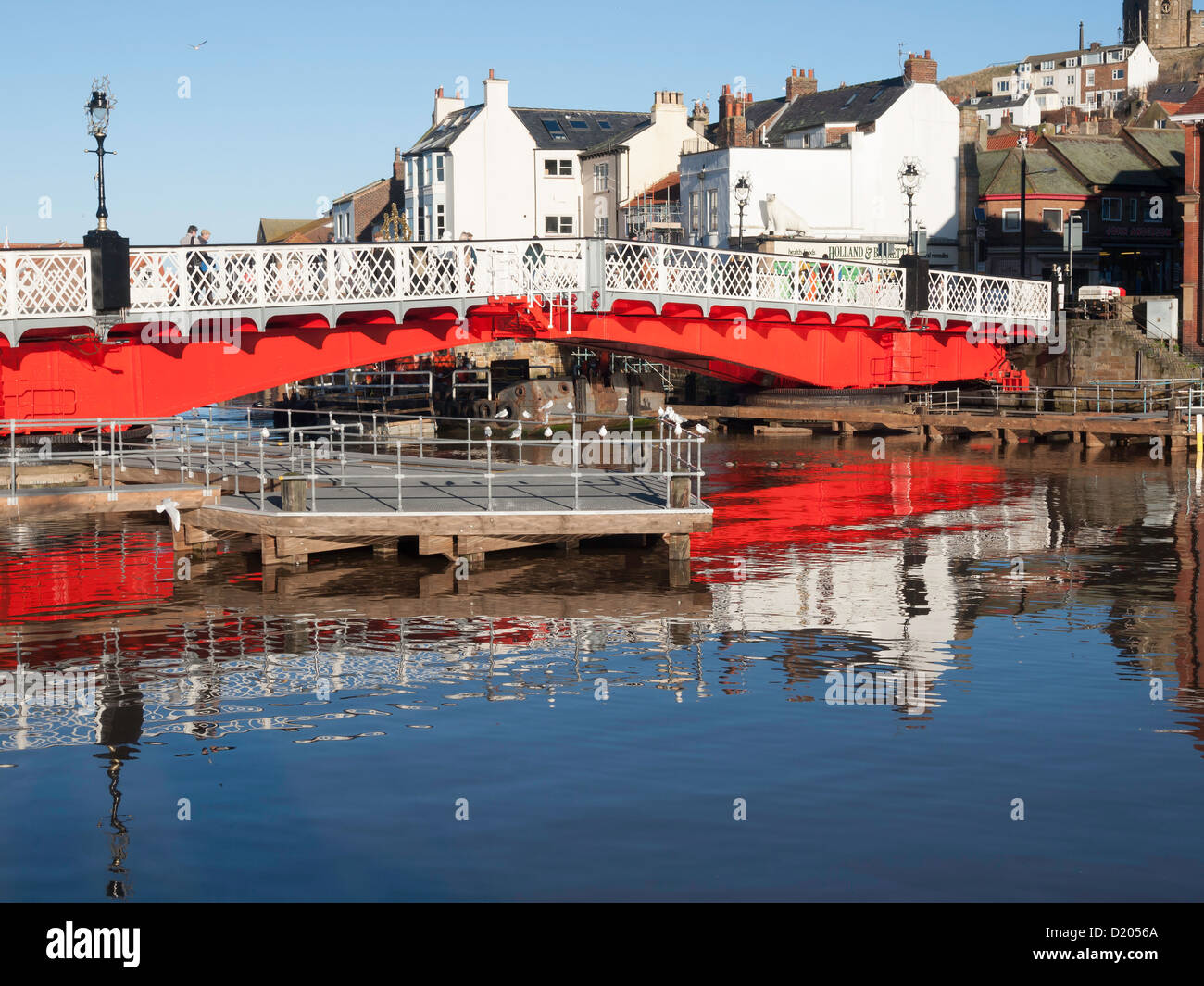 Whitby swing bridge newly repainted and fitted with new timber fenders ...