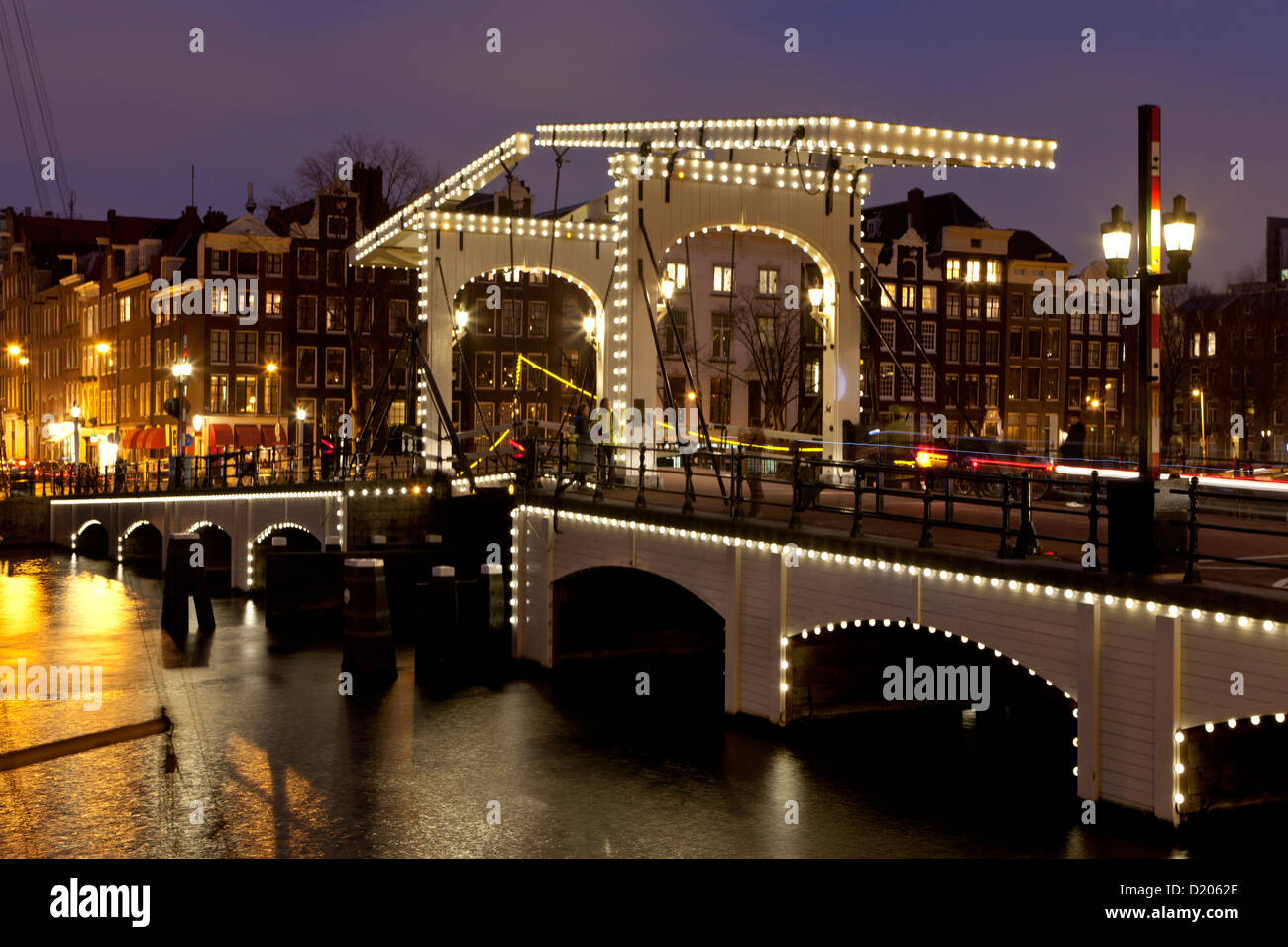 The Magere Brug, narrow draw bridge on the Amstel River, Amsterdam ...