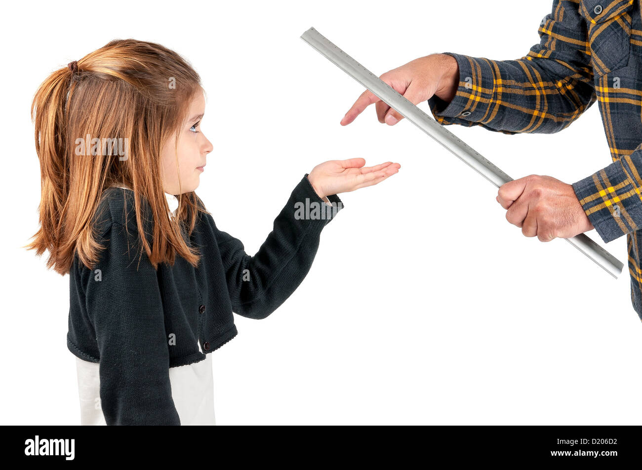 Young girl being physically punished by adult with a ruler Stock Photo ...