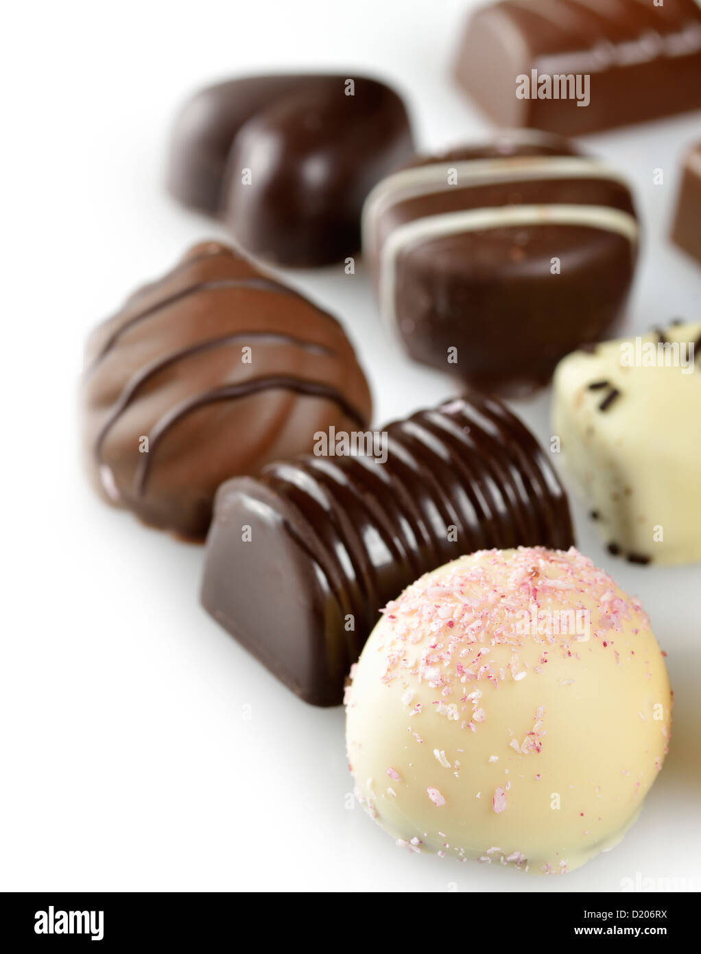 Assortment Of Dark And White Chocolate Candies Stock Photo - Alamy