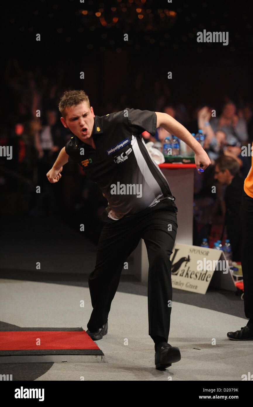 09.01.2013 Frimley Green, England. Richie George celebrates his win ...