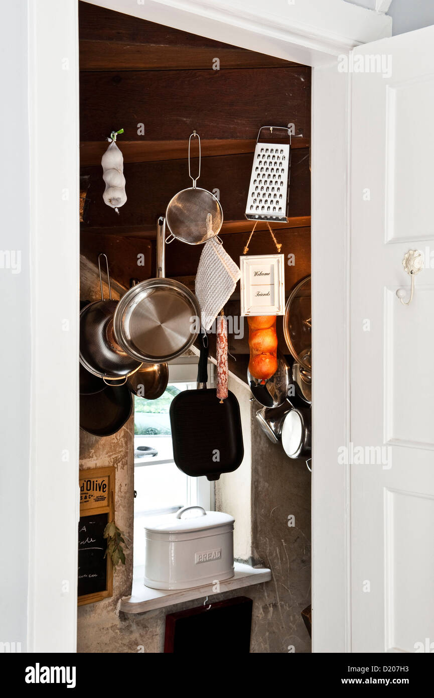 Kitchen furnished in country style, Kitchen utensils hung up, Hamburg ...