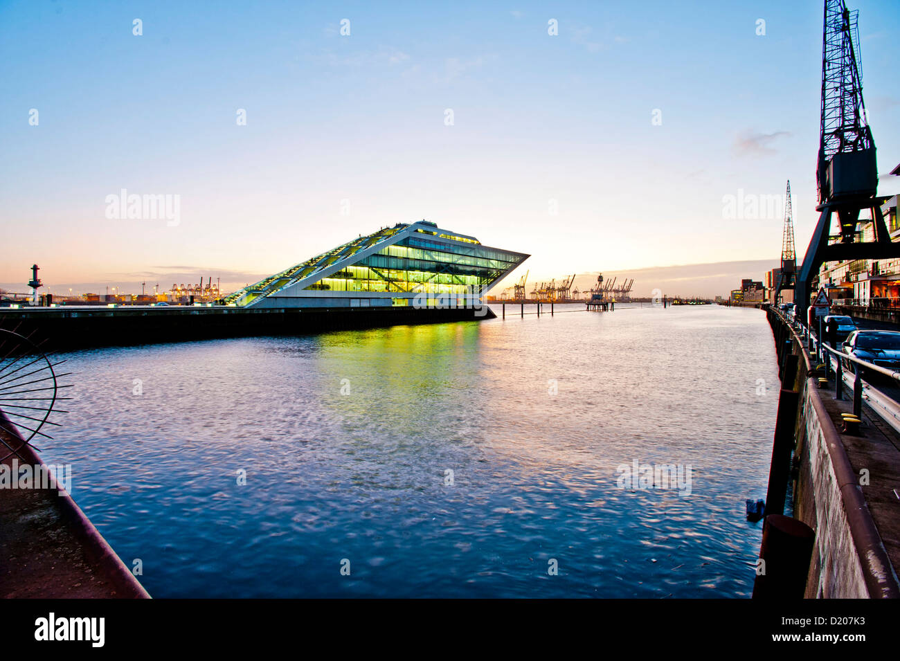 Dockland at dusk, modern architecture in Hafencity, Hamburg, Germany ...