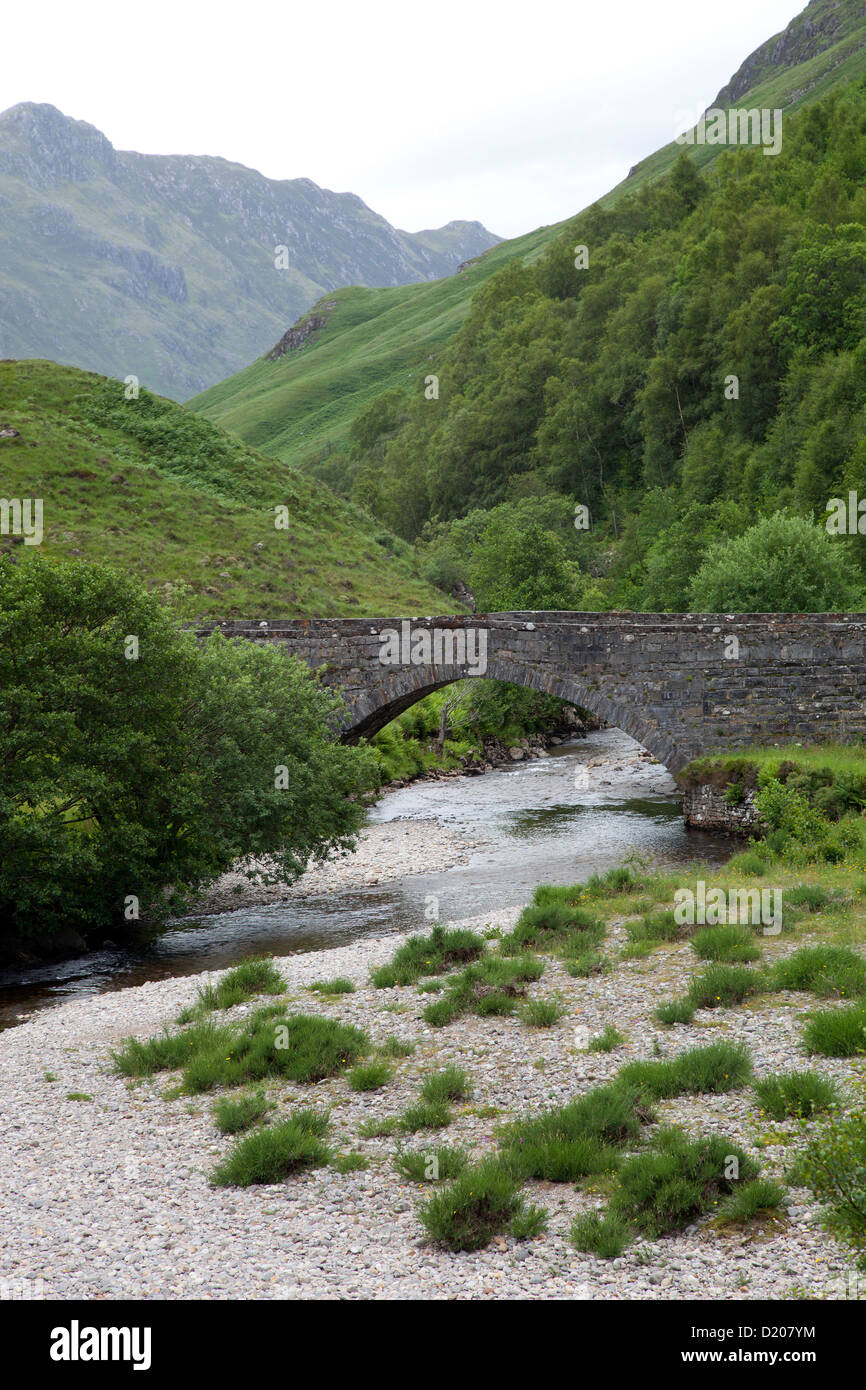 Invermoriston, United Kingdom, landscape with river and old stone ...