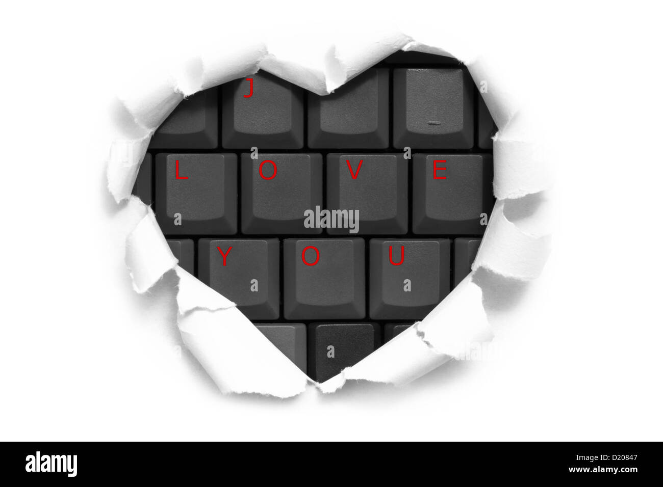 Art banner design in shape of heart in white paper with words I Love ...